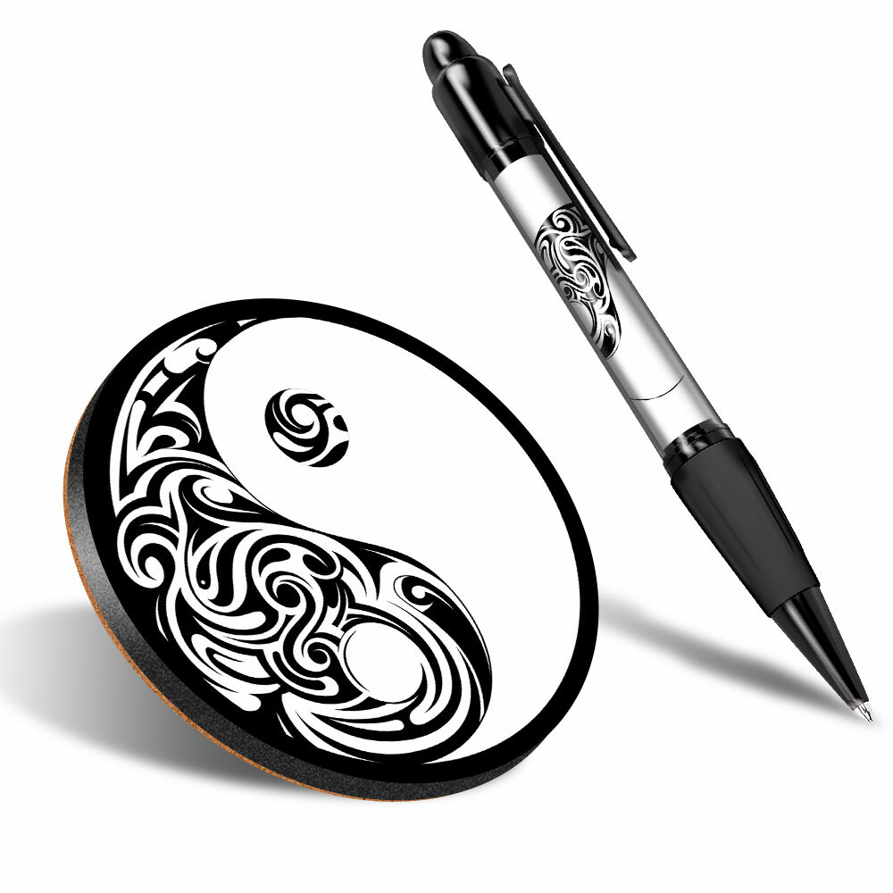 1 x Round Coaster & 1 Pen - Yin and Yang China Chinese Symbol #7917 | eBay