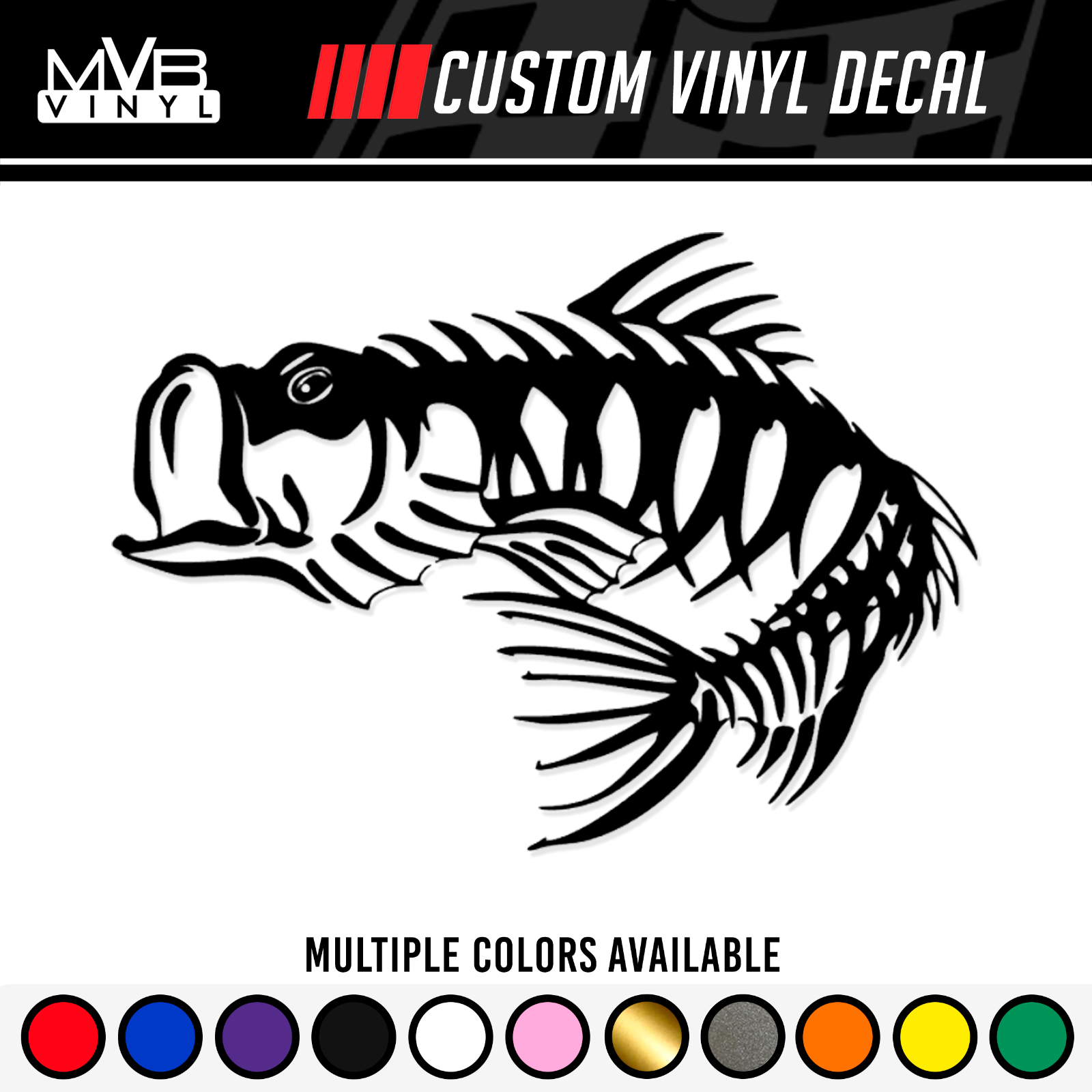 Bass Fishing Skeleton Fish Vinyl Decal Window Boat Trailer Sticker ...