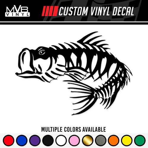 Bass Fishing Skeleton Fish Vinyl Decal Window Boat Trailer Sticker ...