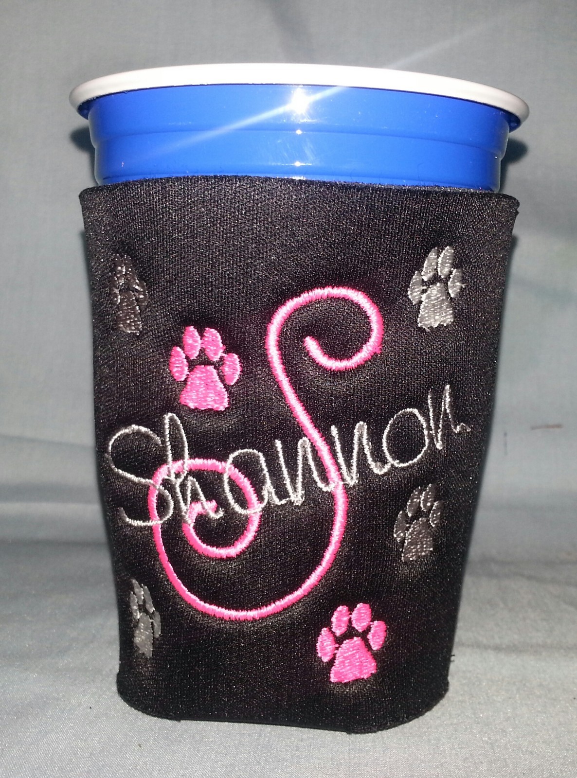 PERSONALIZED EMBROIDERED Koozie can cover for a SOLO CUP!! Design your ...