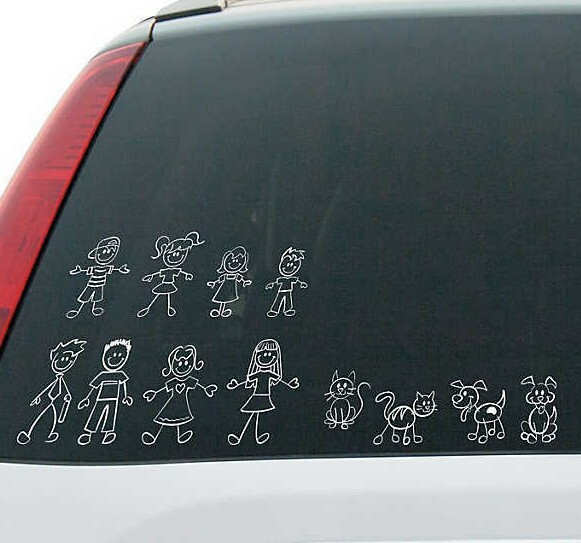 Family Car Window Clings Set Of 12 Distributed By Oriental Trading NEW ...