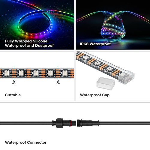 IP68 Waterproof Outdoor WS2815(Upgraded WS2812B) RGB LED Strip ...