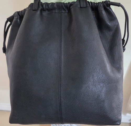 Black Leather Bag Drawstring New without tags. Softgrain leather rrp £ ...