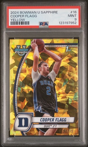 2024-25 Bowman University Chrome Sapphire Edition - Cooper Flagg #16 Yellow /75 (RC) for sale ...