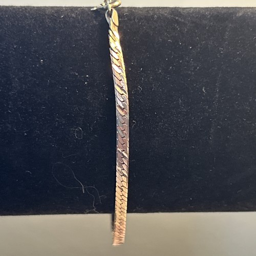 Tri-Color 14kt Gold Textured Chevron Bracelet Italy. 3.12g, 7.25" L ...