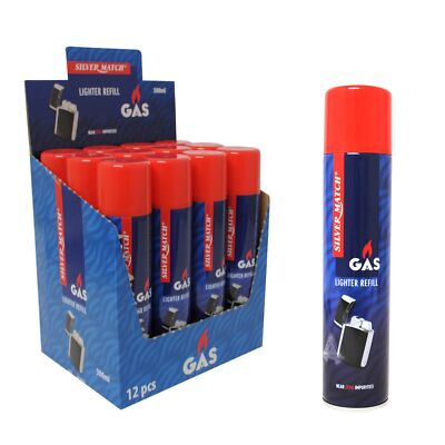 12x Lighter Gas Each 300 ml Butane Lighter Gas 6 Adapter Refill Gas ...