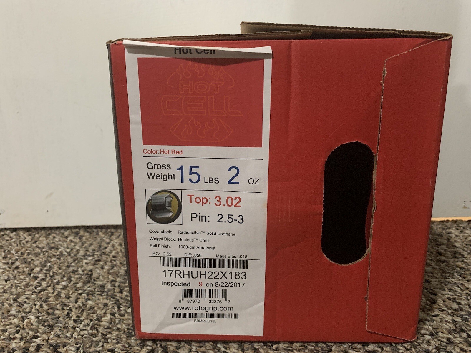 Roto Grip Hot Cell Bowling Ball NIB 15 Lb 2 Oz. Top 3.02 Pin 2.5-3 Very ...