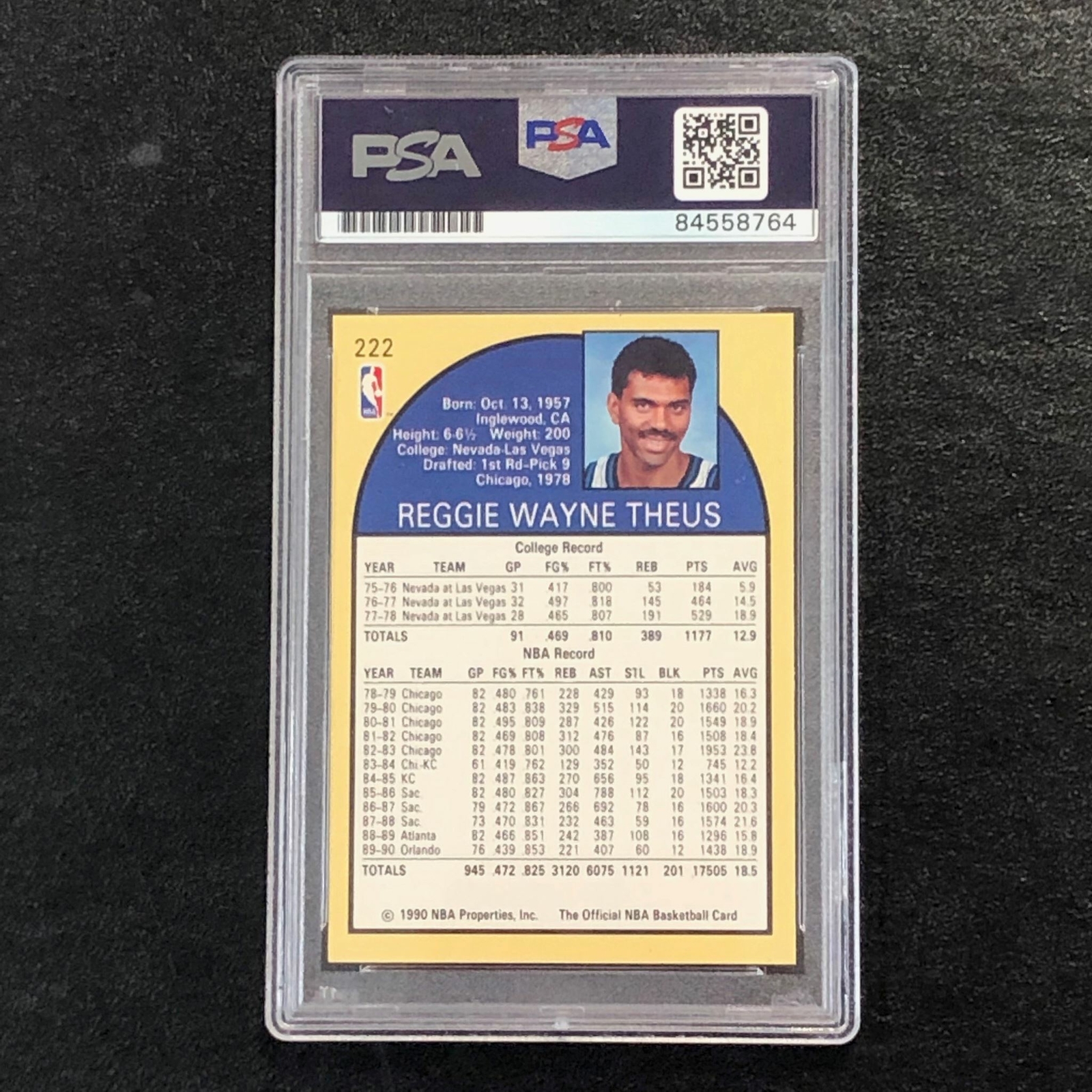 1990-91 NBA Hoops #222 Reggie Theus Signed Card AUTO PSA Slabbed Magic ...