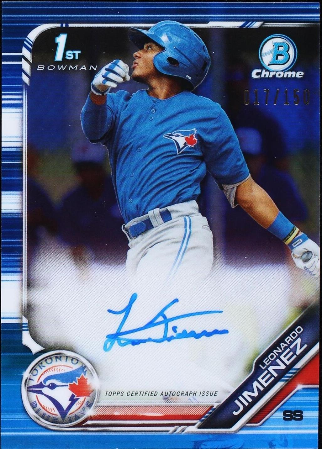 2019 Bowman Chrome - Prospects Autographs Leonardo Jimenez #CPA-LJ Blue ...