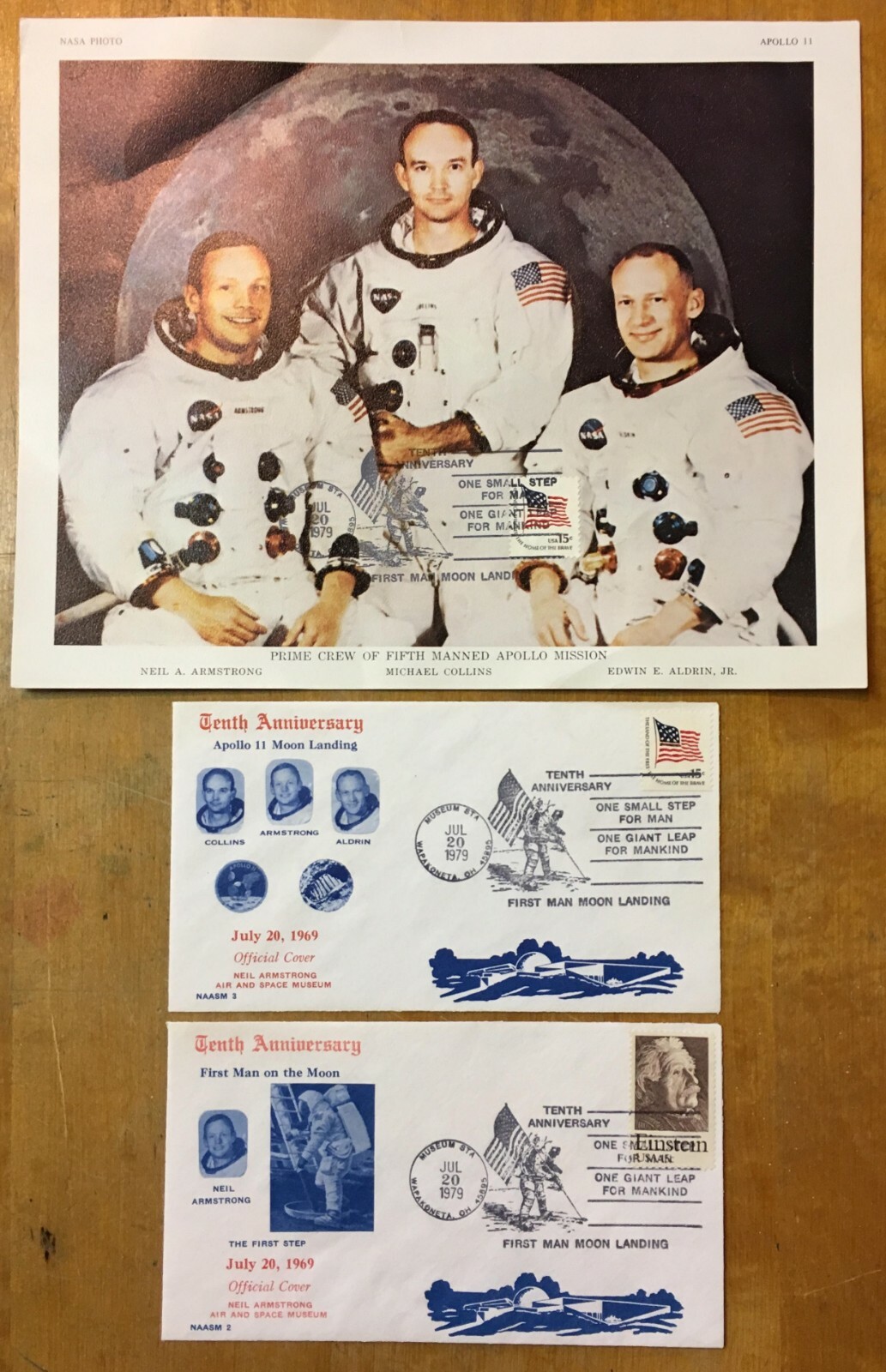 Apollo 11 8 x 10 Photo & 2 10th Anniversary Cover Stamps & Envelopes ...