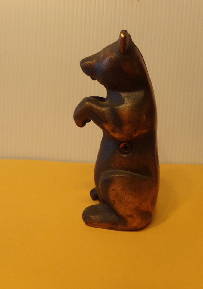 ANTIQUE- CAST IRON BRONZE- "BEAR" -STILL COIN BANK | eBay