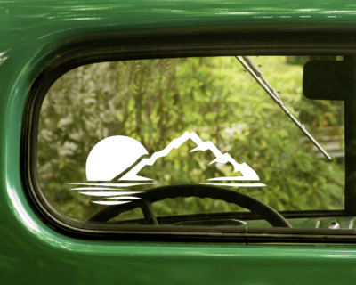 2 SUNRISE AND MOUNTAIN DECALs Sticker For Car Window Bumper Laptop RV ...