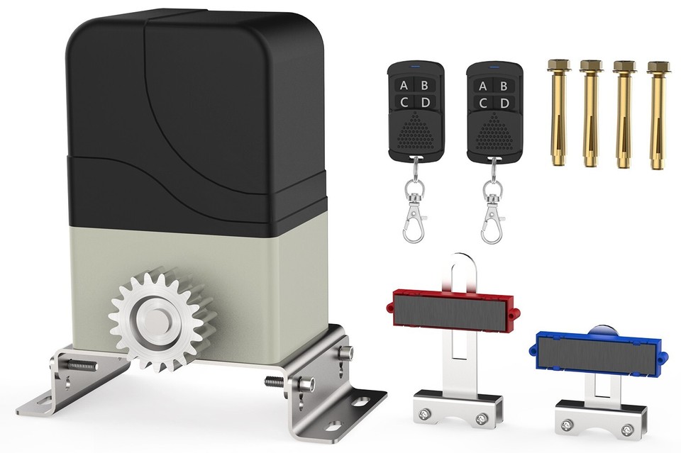 Automatic Sliding Gate Opener 900lb w/ 2 Remotes & Steel Racks, Slide ...