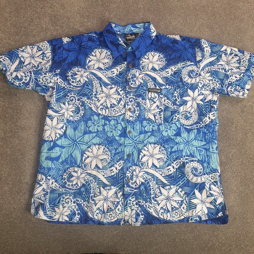Mocean Surf Fiji Mens Shirt Blue & White XL Floral Tribal | eBay