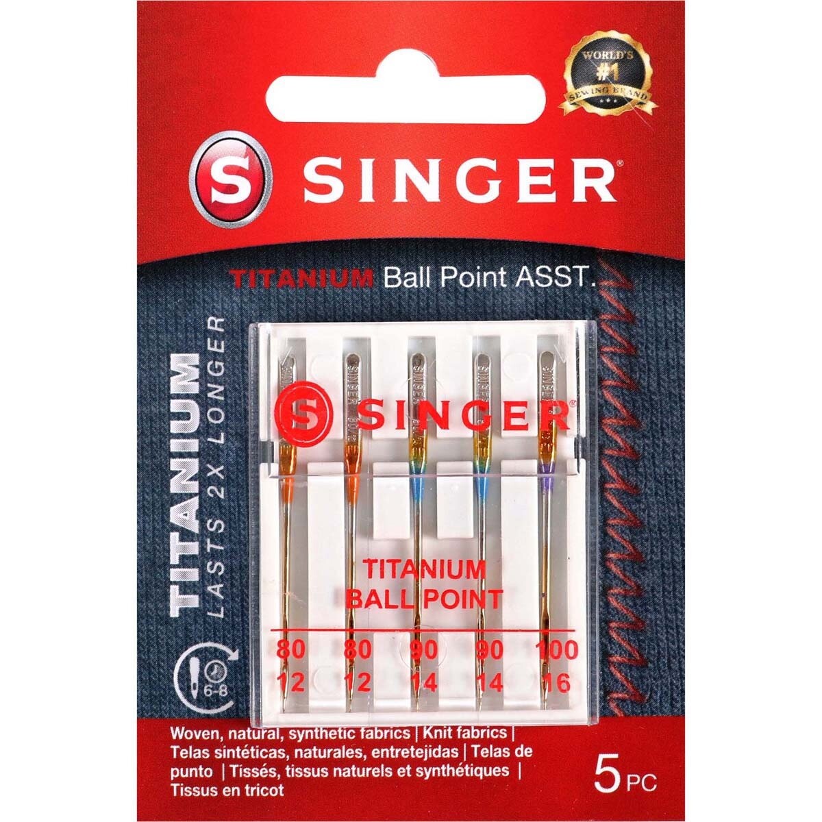 Singer Notions Titanium Universal Ball Point Machine Needles-Sizes 11/ ...
