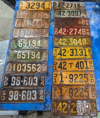 Vintage South Dakota License Plates Lot Collection SD Various Years and ...