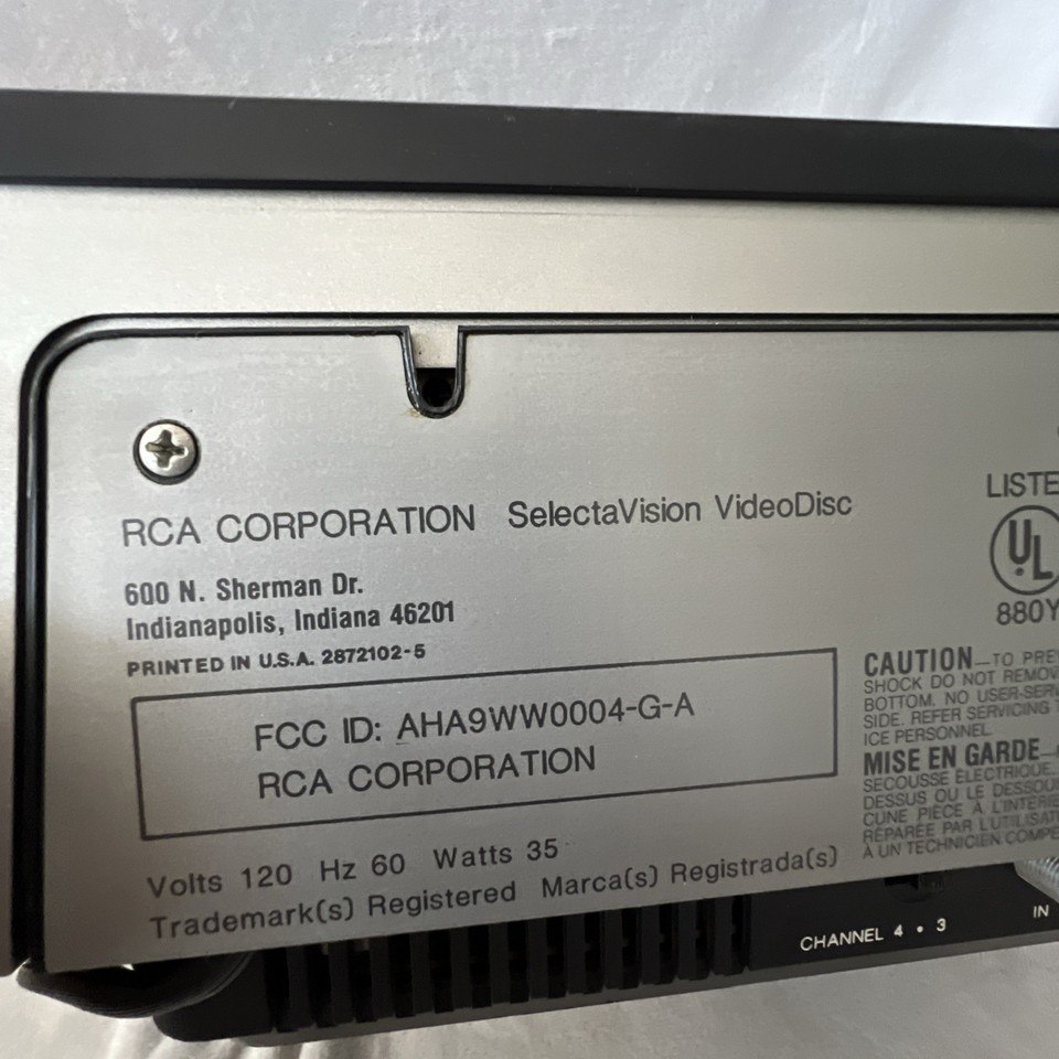RCA SelectaVision CED Video Disc Player , Model SFT 100 W , Working, 5 ...