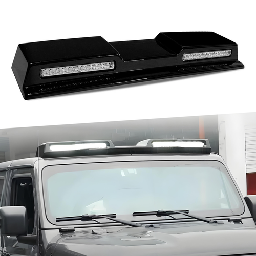 For Jeep Wrangler JL 2018-2025 Black Front Roof Spoiler Top Light Bar W ...