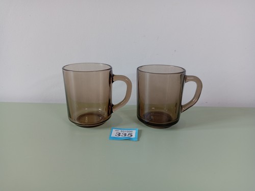 2x Vintage Arcoroc Smoked Glass Mugs #335 | eBay UK