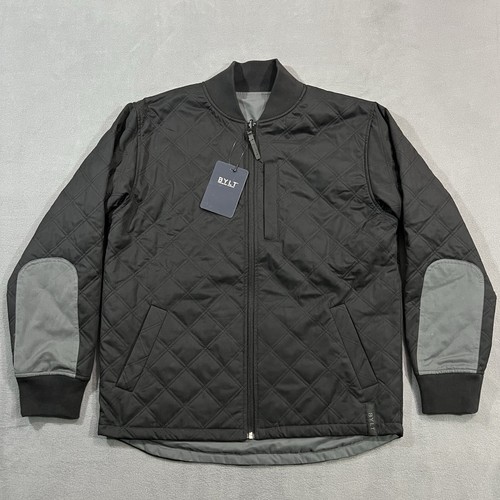 Bylt Bomber Jacket Mens Small Black Gray Reversible Quilted Hi Lo ...