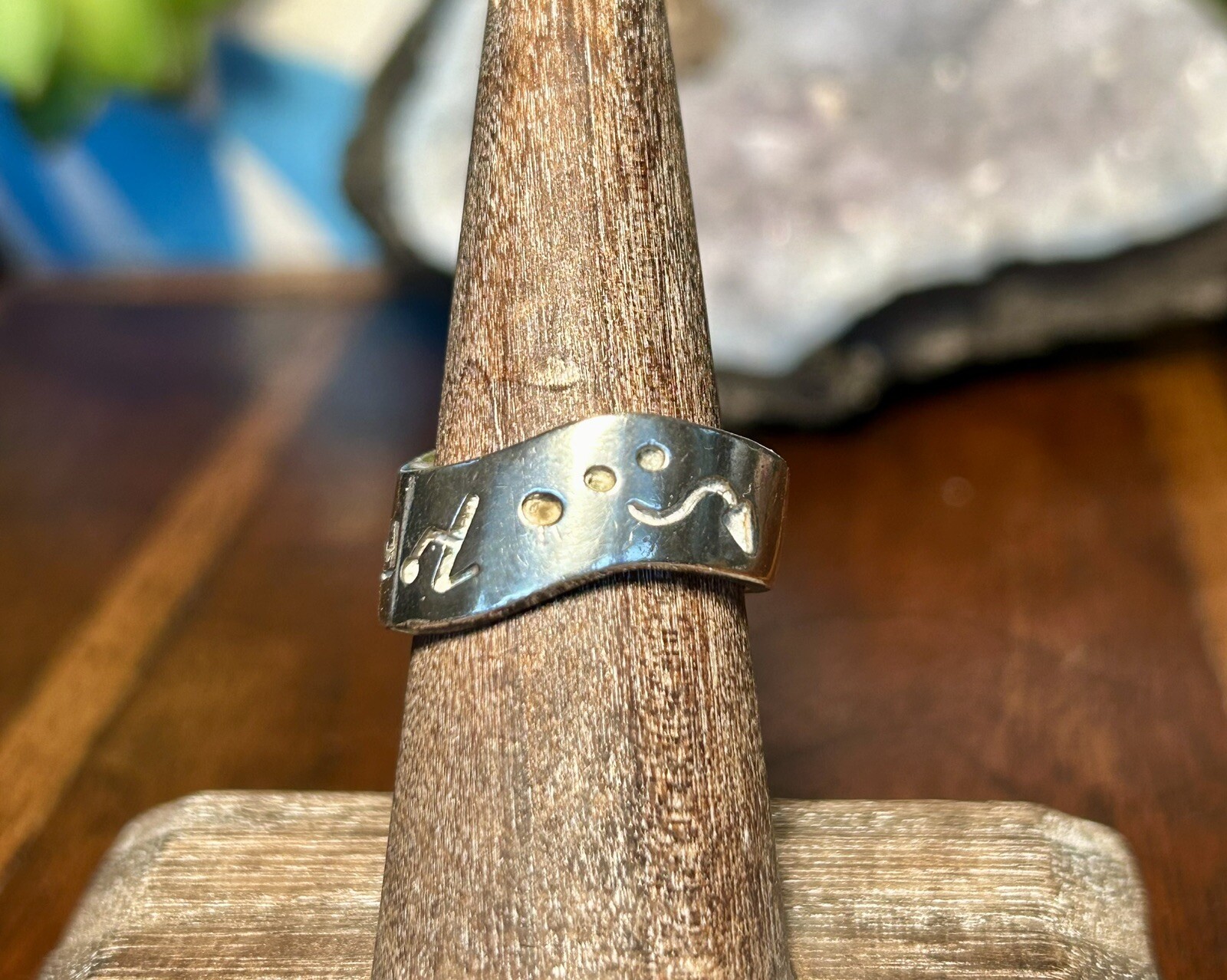 Sterling Silver Taxco Ring Symbols Mexico Tribal Vint… - Gem