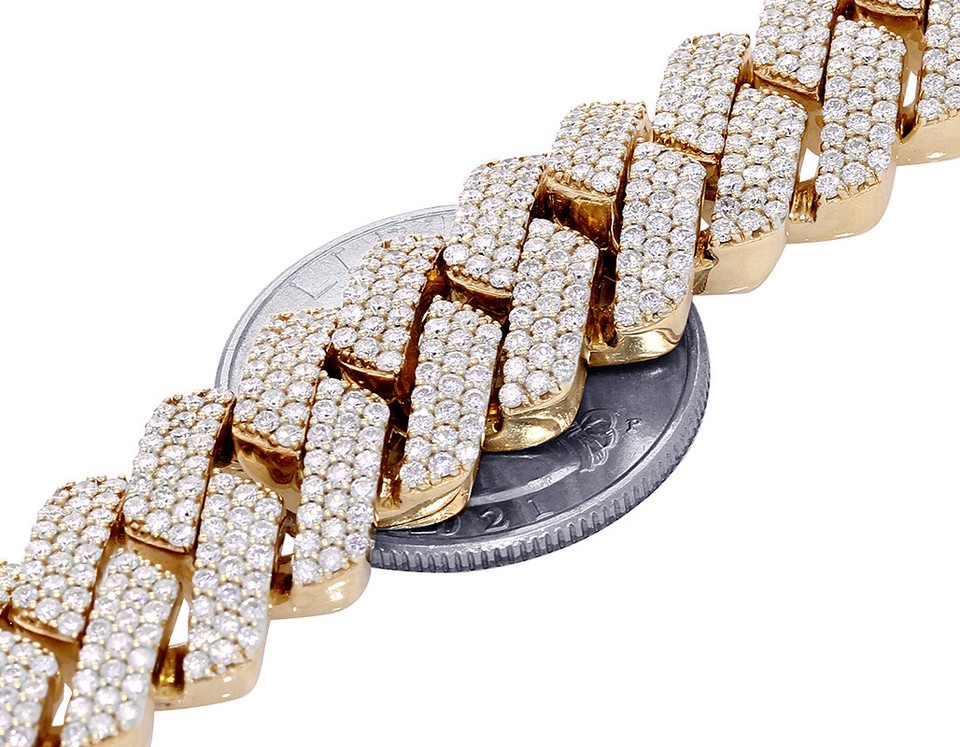 Men's 14MM Diamond Cuban Chain 28 1/2 CT 10K Yellow Gold 18"- 22" | eBay