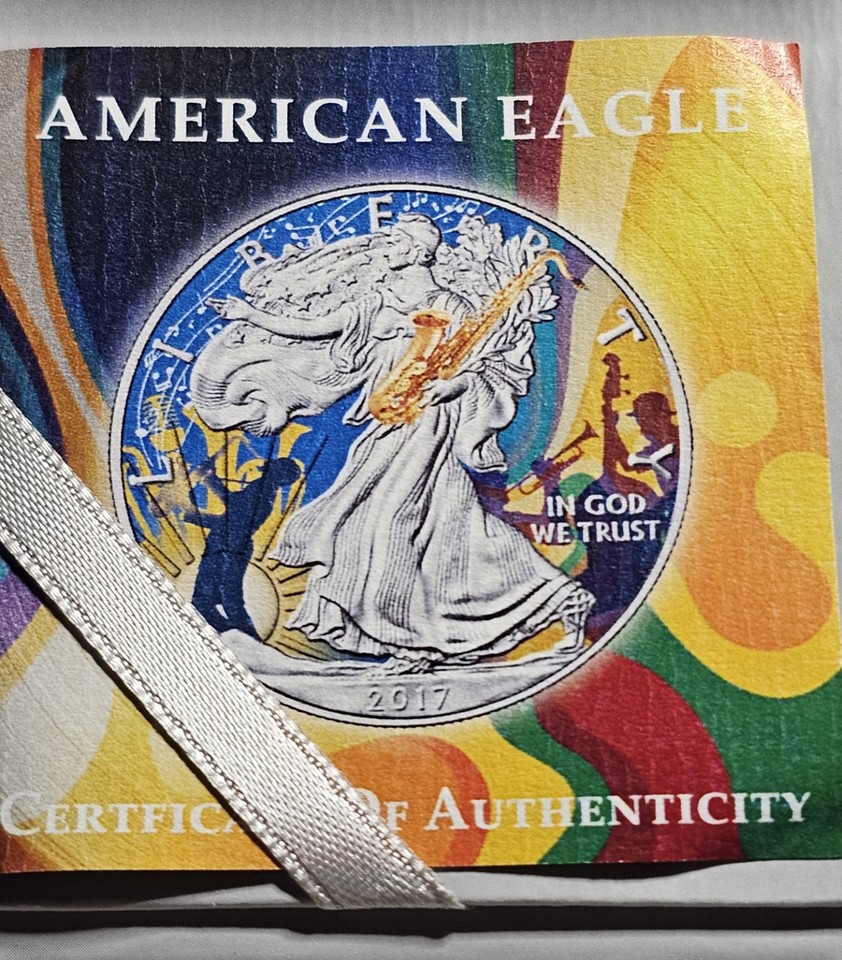 Rare 2017 $1 Precious Metals Colorized Jazz Music Theme Silver Eagle ...