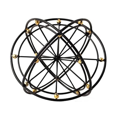 6.45 Inches Metal Geometric Sphere, 3D Black Metal Decorative Black-6. ...