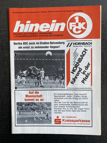 Bl 79/80 1. Fc Kaiserslautern - Hertha Bsc, 20.10.1979 - Werner Melzer ...