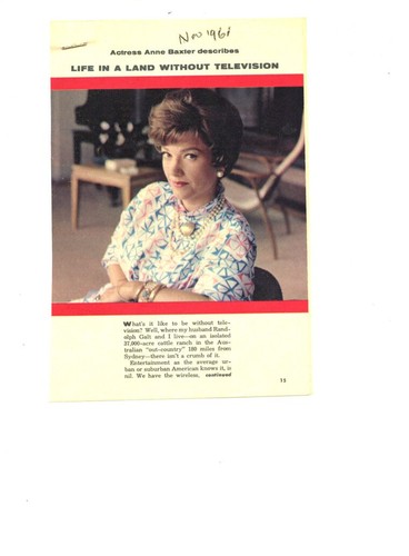 Anne Baxter Magazine Photo Clipping 4 page lot Q4807 | eBay