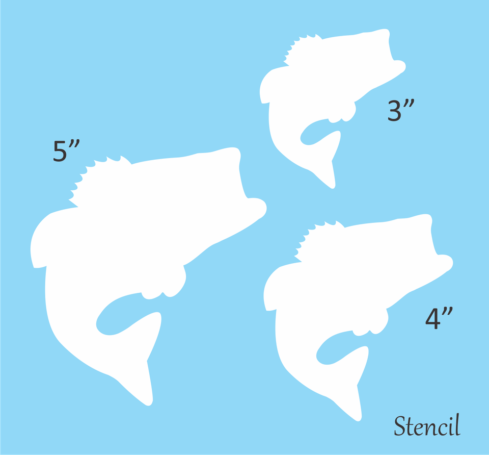 Bass STENCIL Jumping Fish Many Sizes DIY outdoor Lake River Art Signs ...