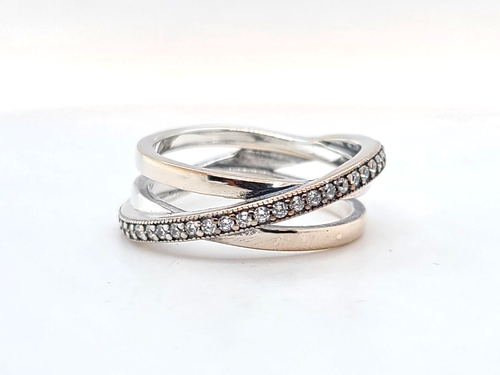 925 Sterling Silver Intertwined Triple Loop Eternity Ring sz 8 | eBay