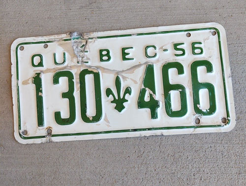 1956 QUEBEC CANADA GREEN WHITE LICENSE PLATE 130 466 | eBay