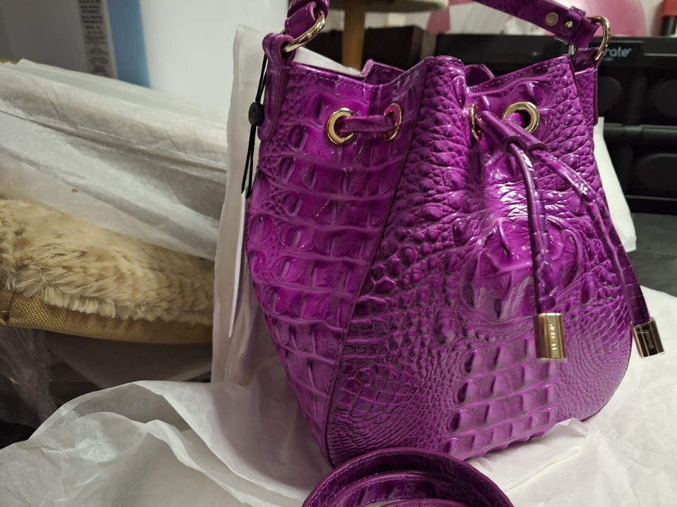 Brahmin Melbourne Collection Deep Fuchsia Melinda Bucket Bag | eBay
