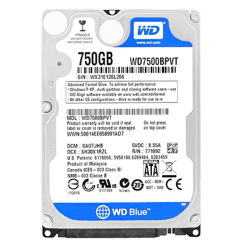 Hard Drive WD 750GB WD7500BPVT 5400Rpm 8MB Cache SATA II 2,5 " Inch ...