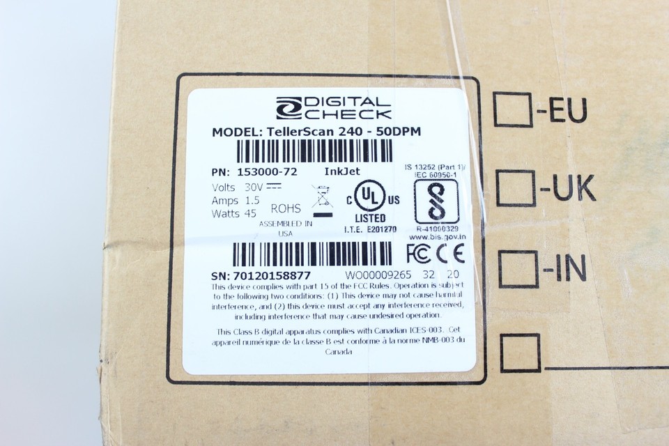 Digital Check Teller Scan TS240 153000-72 AS-IS Parts or Repair | eBay