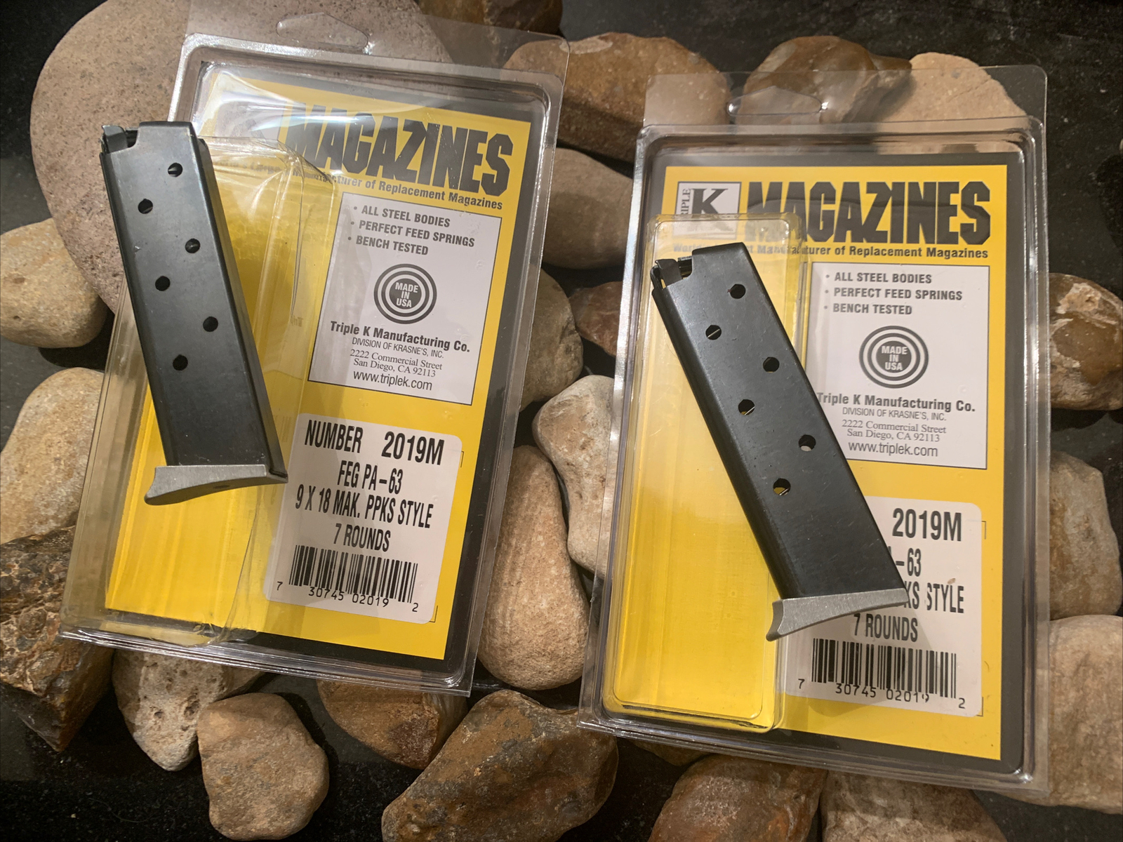 2 Pack FEG PA-63 9x18 .380 ACP Makarov 7 Round PPKS Style Blued ...