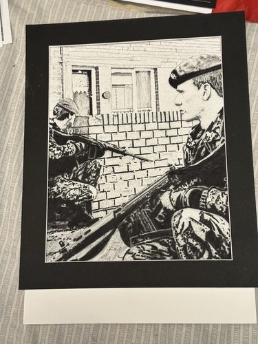 Mark Leary Military Art Graphite And Ink Sketch Of Royal Anglian Reg On ...