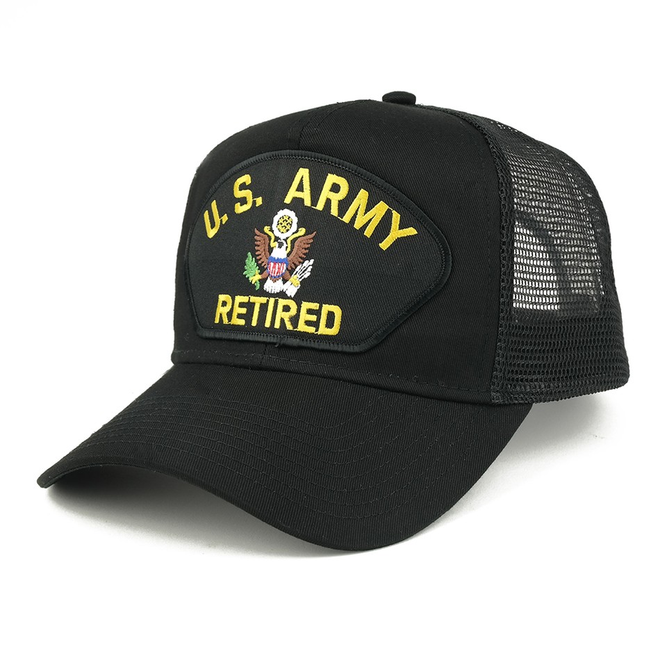 US ARMY Retired Large Embroidered Iron on Patch Adjustable Mesh Trucker ...