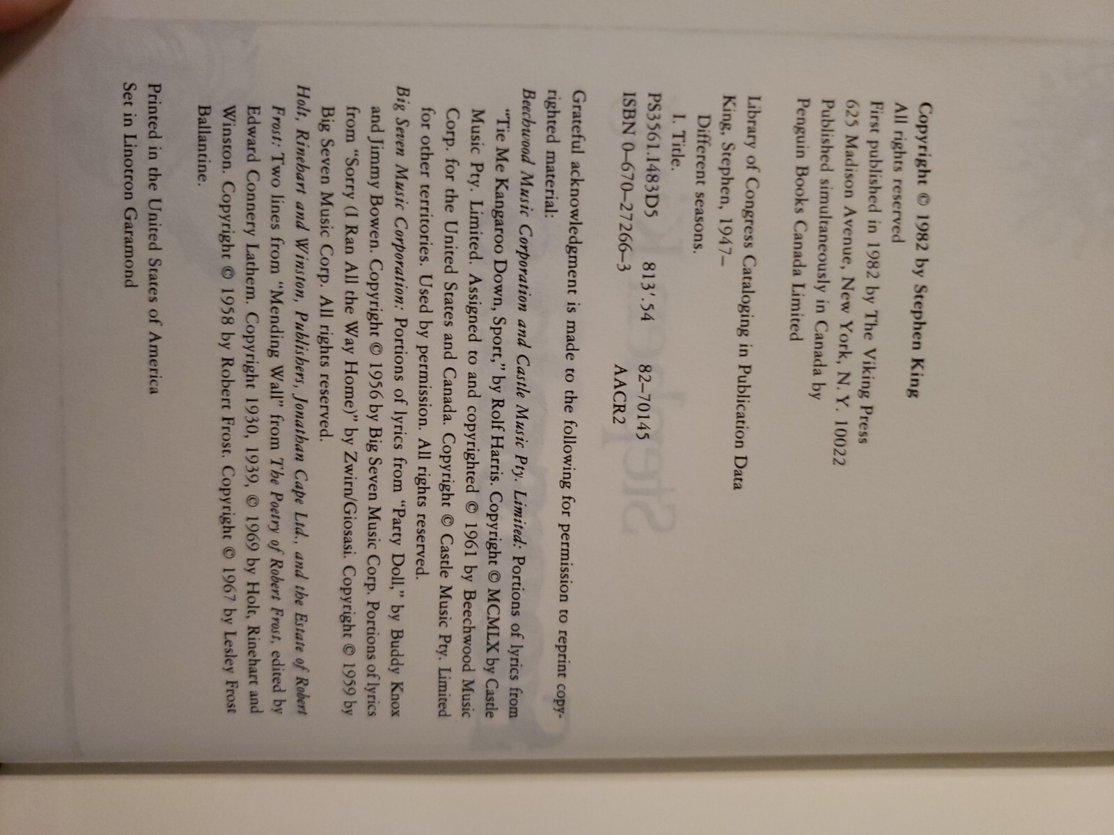 Different+Seasons+by+Stephen+King+%281982%2C+Hardcover%29 for sale ...