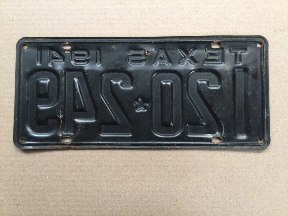 VINTAGE 1941 TEXAS LICENSE PLATE VERY NICE ORIGINAL 120 249 | eBay