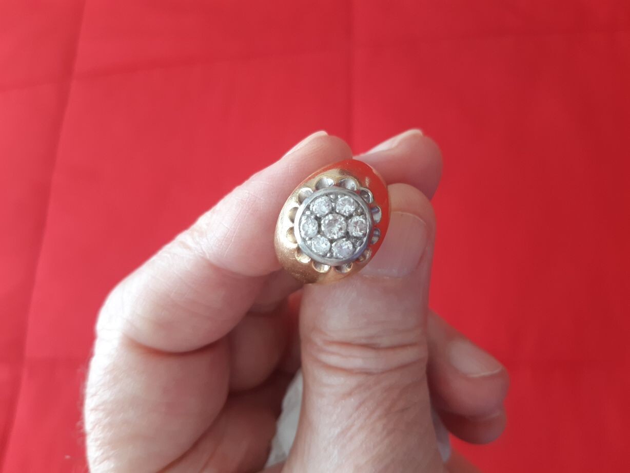 mens ring diamond cluster ring...9.4 grams gold w/7 … - Gem