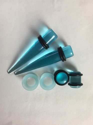 6pc Blue 00G (10mm) Tapers Tunnels Plugs Gauges Set Ear Stretching ...