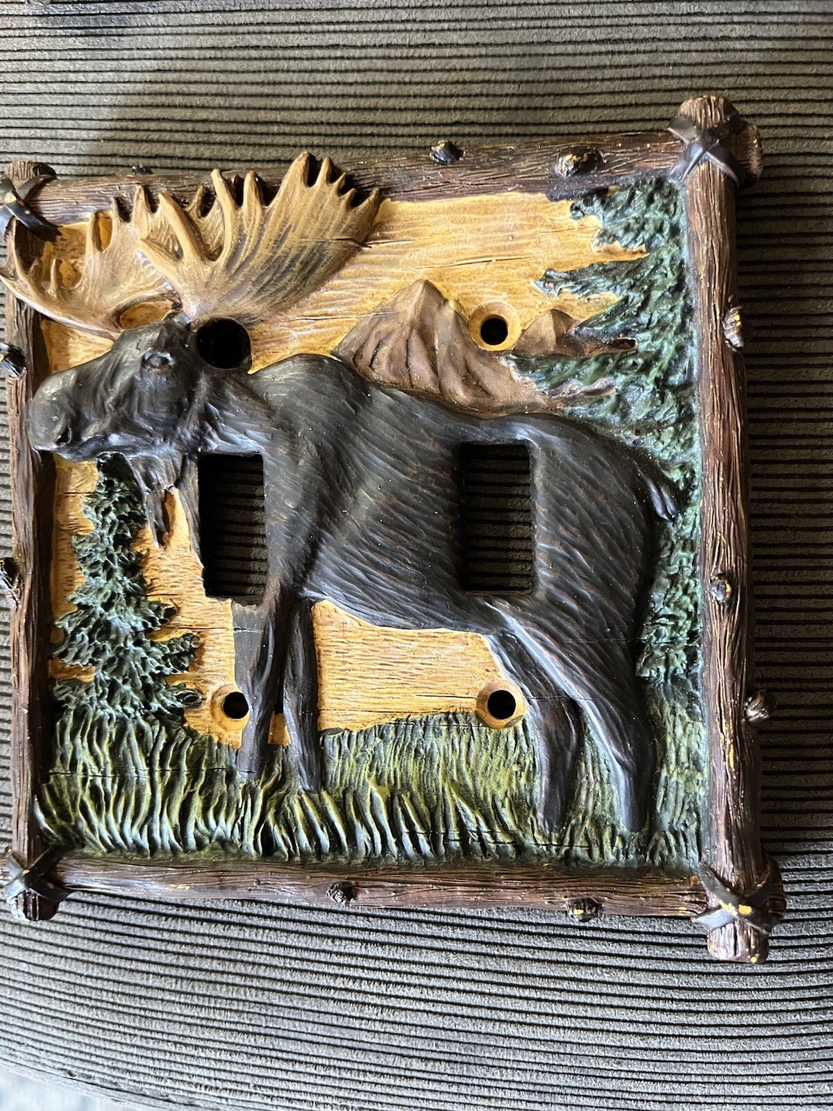 Moose Scene Light Switch Cover Switches Set of Two Doubles & One Single ...