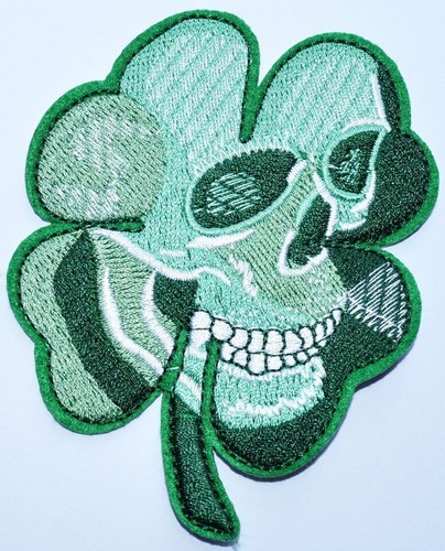 PIRATE SKULL GREEN CLOVER TACTICAL ARMY MORALE MILITARY IRON ON PATCH ≈ ...