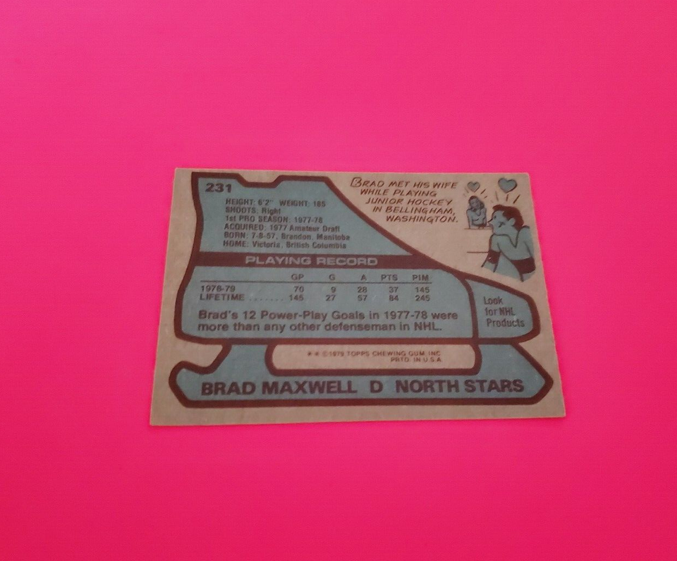 1979/80 Topps Hockey Brad Maxwell Card 231 Minnesota North Stars | eBay