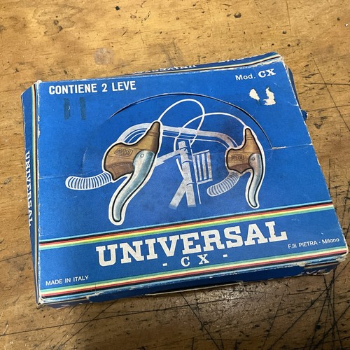 NOS NIB Universal Brake Lever Drop Bar Mod CX Made In Italy Brown Hoods ...