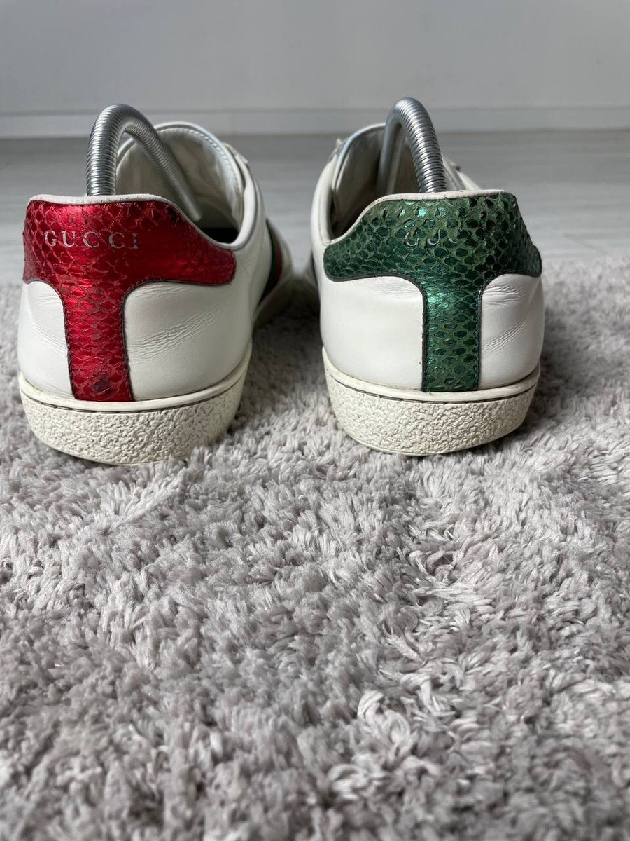 Gucci White 457132 Ace Tiger Patch Embroidered Web Leather Gucci White 457132 Ace Tiger Patch Embroidered Web Leather