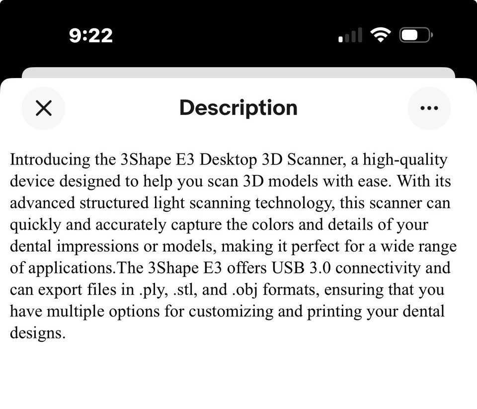 Used 3shape E3 Dental Lab Scanner with dongle | eBay