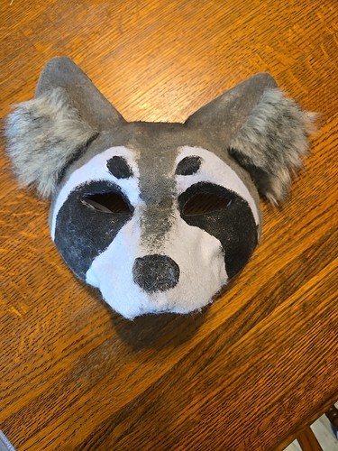 Handmade furry Raccoon Mask- Made From Paper Cat Mask Base,Felt, Faux ...